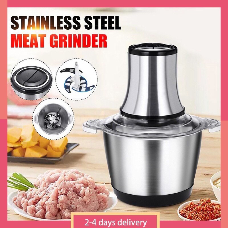 WJM 2L Stainless Steel Meat Grinder, Home Cooking Machine blender Multi-purpose Cutter, Food ...