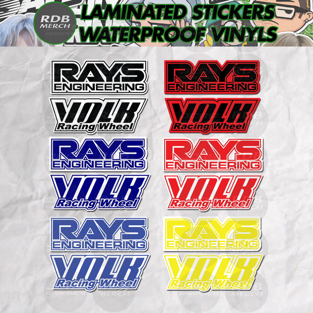 Volk Rays Mags Decal Sticker - Set of 4 all wheels Black Blue Red Black ...