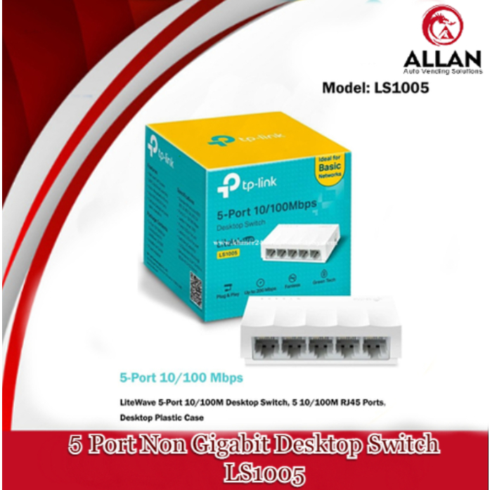 Allan 5-Port 10/100Mbps Non Gigabit Desktop Switch (LS1005) | Shopee ...