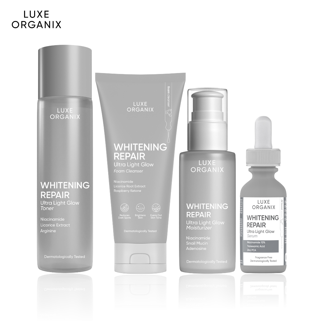 Luxe Organix Whitening Repair Toner Cleanser Moisturizer Serum Bundle ...