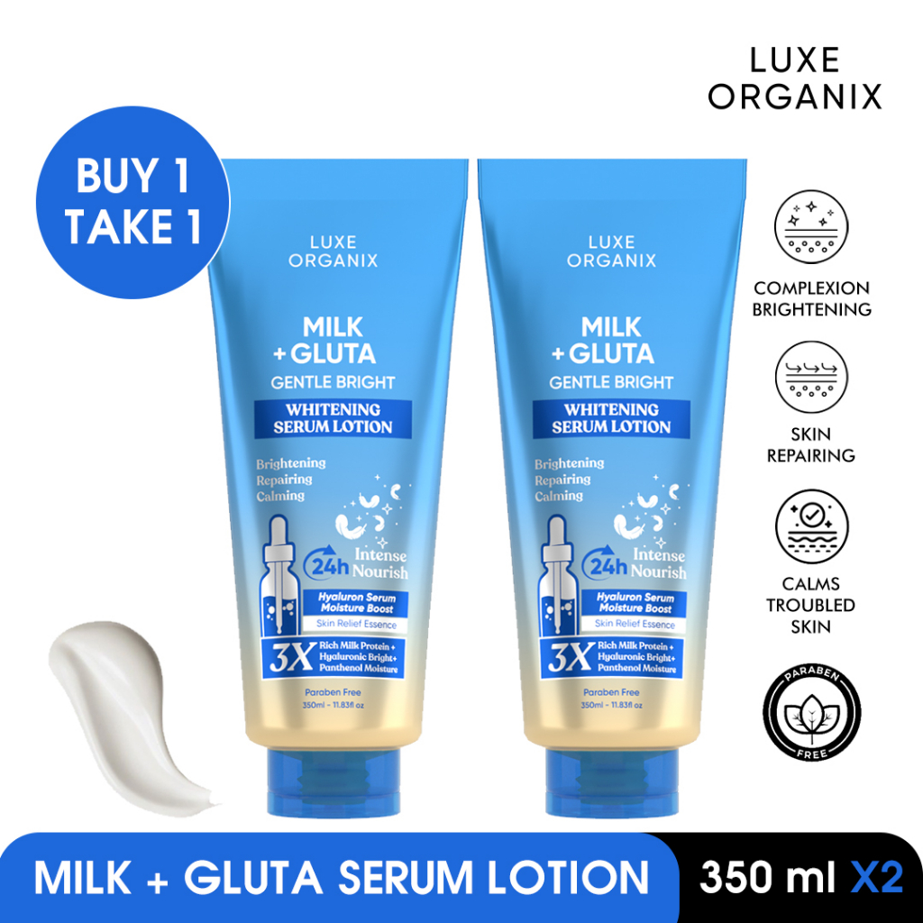 Luxe Organix Milk + Gluta Gentle Bright Whitening Serum Lotion 350ml ...
