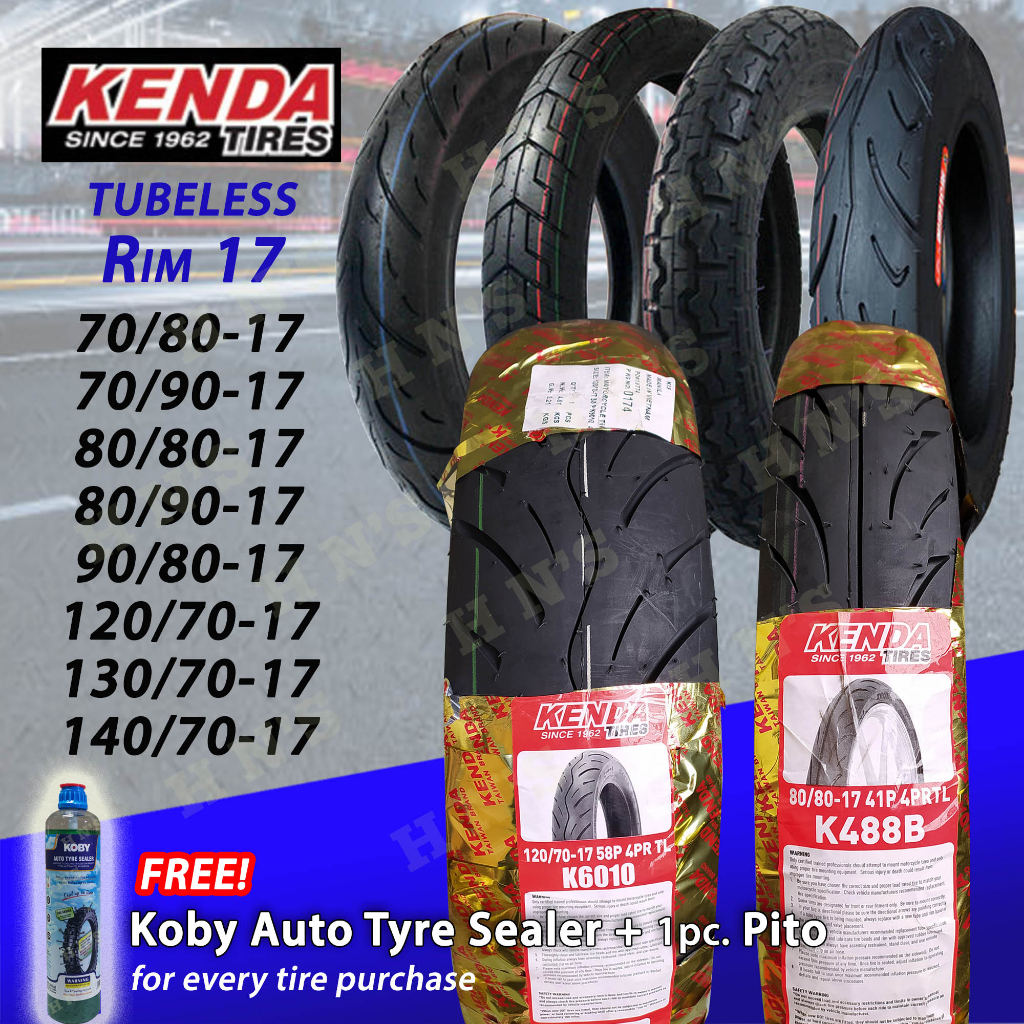 KENDA Tubeless Tires RIM17 70 80 17 70 90 17 90 80 17 80 80 17 80 90 17 FREE TIRE SEALANT and PITO Shopee Philippines