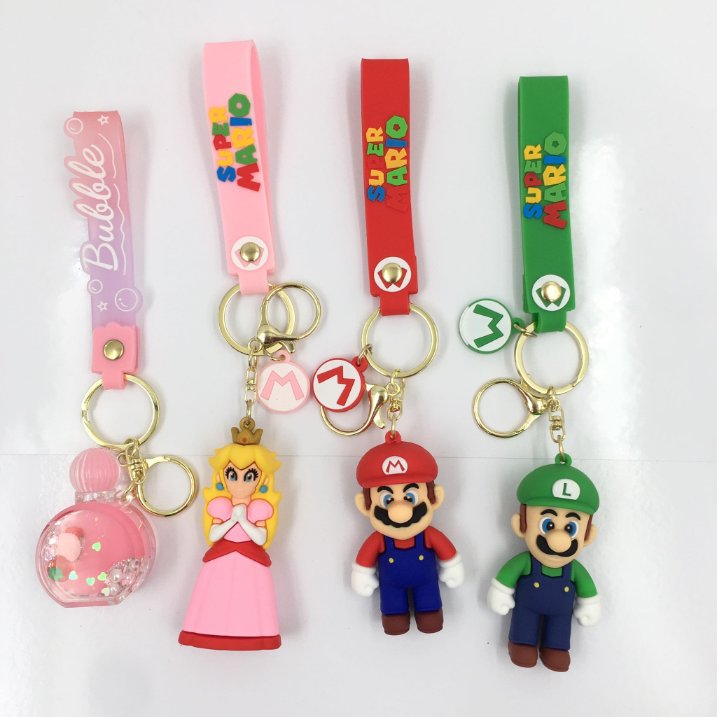 Keychain Toy Cartoon Super Mario Bros Game Character Souvenir Key Ring ...