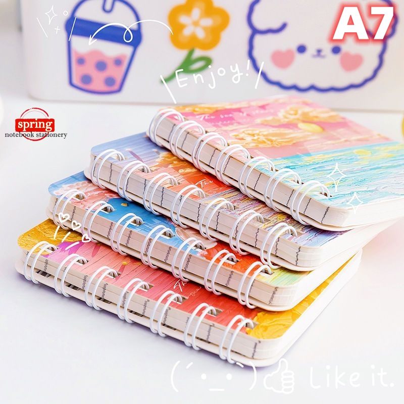A7 1pc Cute Mini Spiral Notebook Cartoon Diary Notepad Coil Book School ...