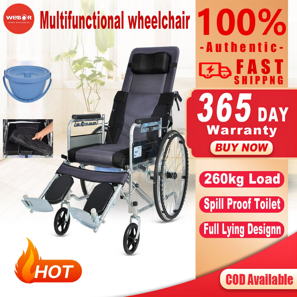 Wheelchair For Adult Folded Full Lying With Toilet Reclining High Back ...