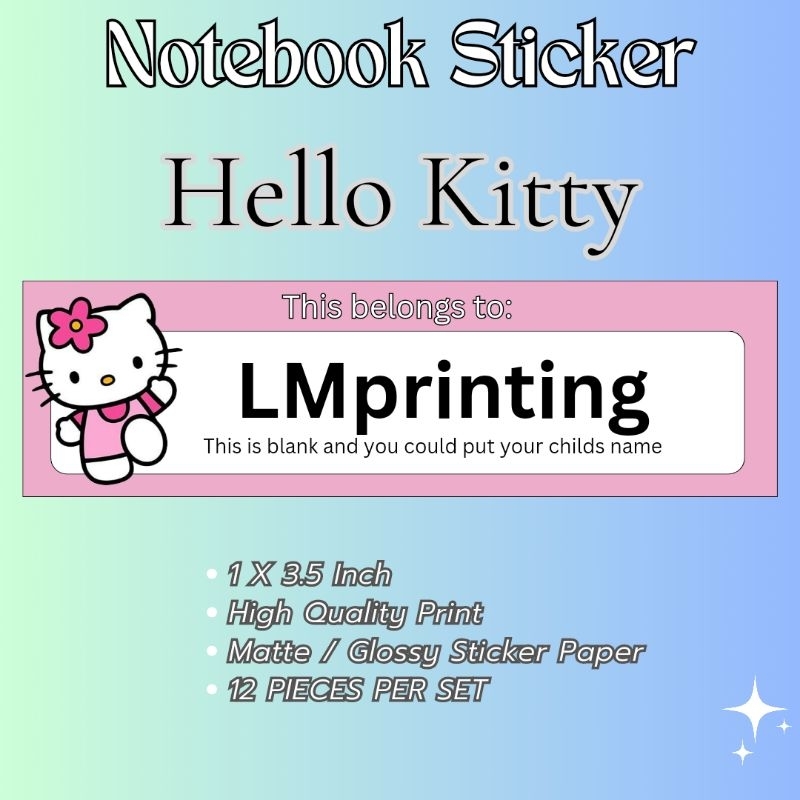 LMprinting Blank Notebook Sticker Label - Cartoons and Anime Design ...
