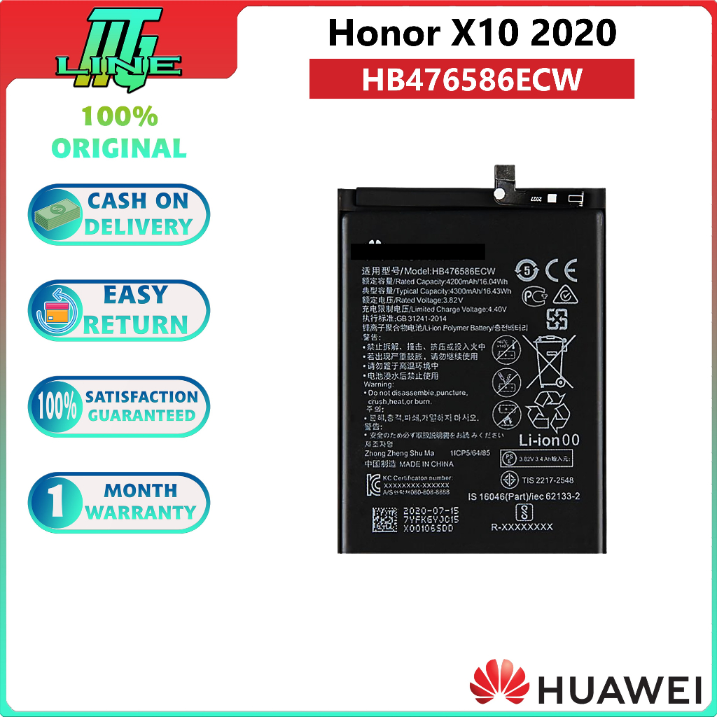 Original Hua-Wei Honor X10 2020 Battery HB476586ECW 4200mAh Capacity ...