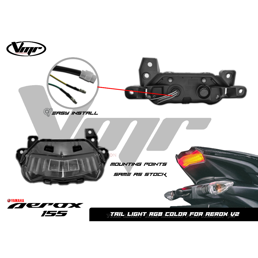 VMR Aerox V2 Tail Light Rgb Color Adjustable Led Plug And Play | Shopee ...