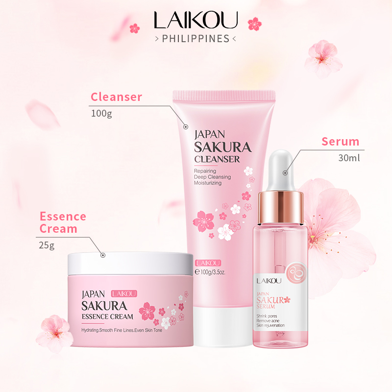 LAIKOU Sakura Brightening Set Facial Wash 100g + Sakura Serum 17ml ...