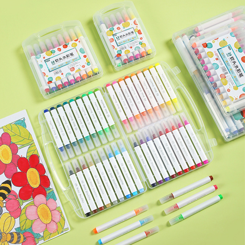 24 Colors Watercolor Brush Pen Marker Pens Paint Brush Drawing Hook ...