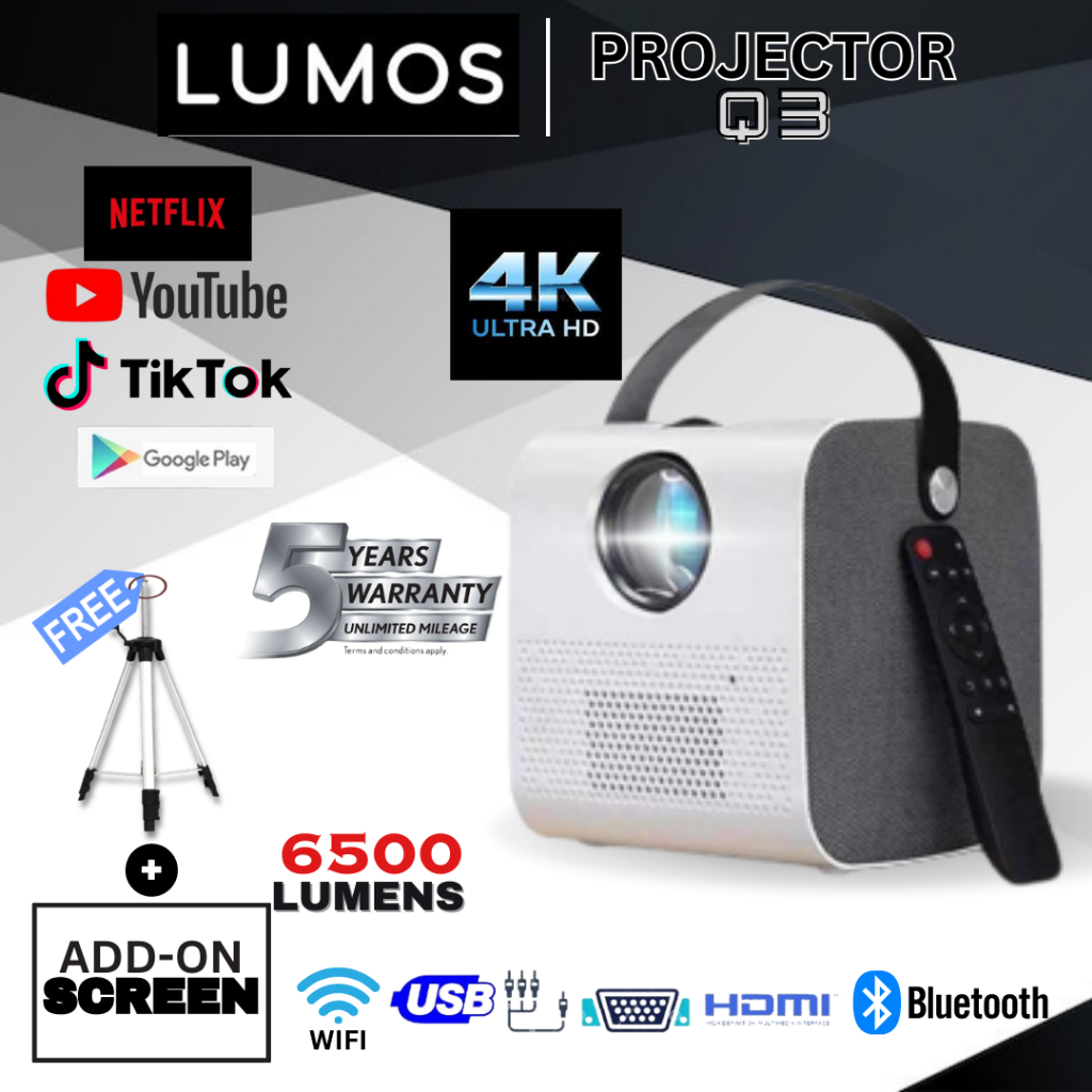 Projector Q3pro Portable Smart Mini 4K Full HD Projector OS Android ...