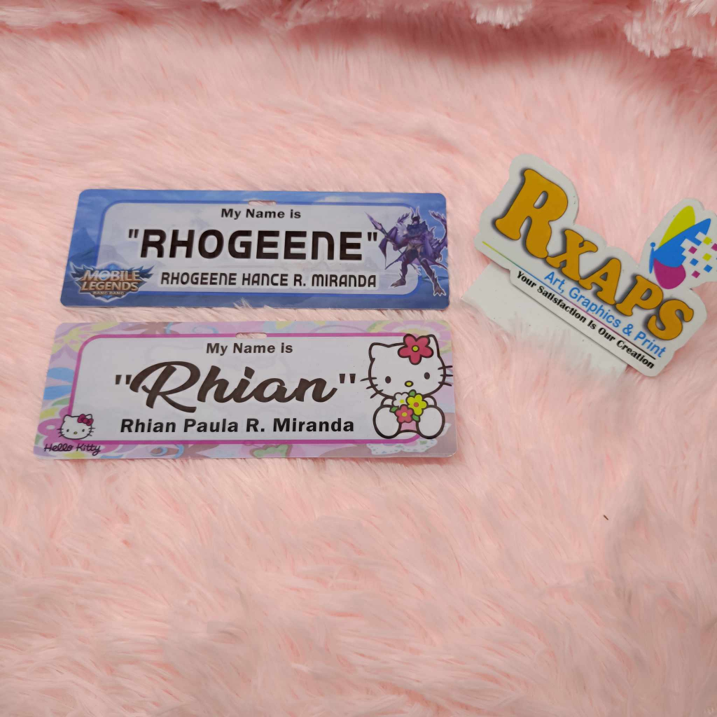 Name Plate PERSONALIZED FREE ID LACE PVC / LAMINATED-BACK TO BACK-BACK ...