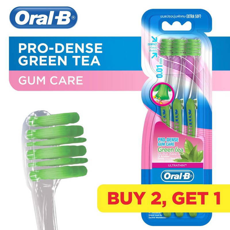 Oral-B Pro Dense Green Tea Gum Care 3s Extra Soft Toothbrush | Shopee ...