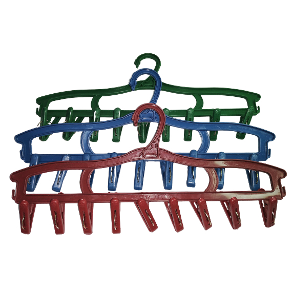 KES 3for45 10Clips Laundry Hanger,16'Plain Clothes Hanger with Clips ...
