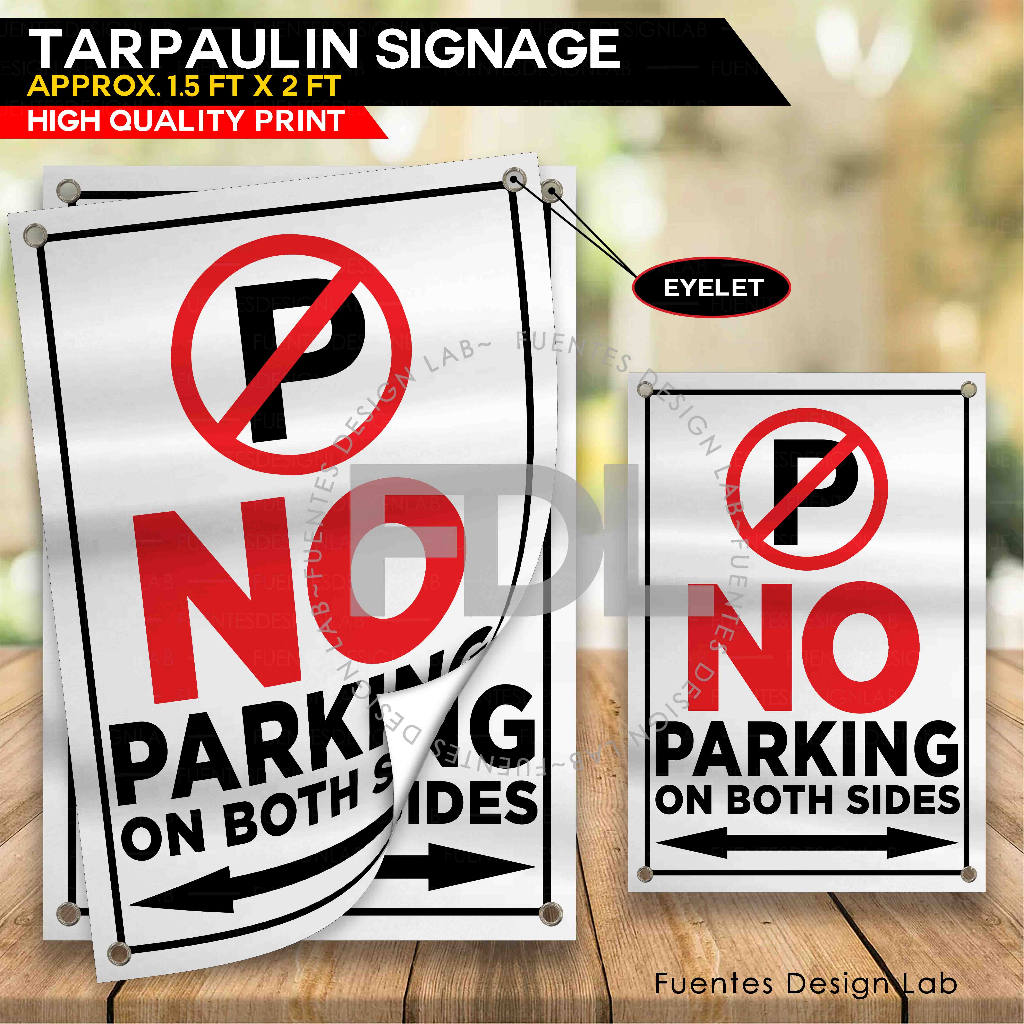 2pcs No Parking ON BOTH SIDES Signage | Tarpaulin Signage | Signage 1 ...