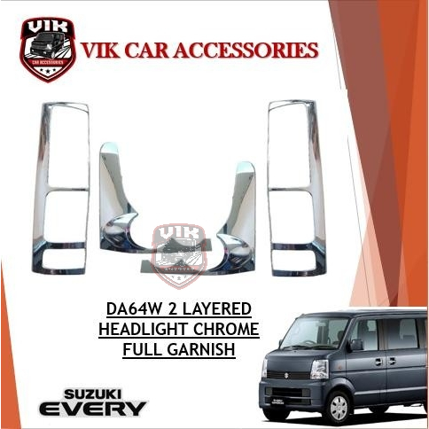 DA64W 2-Layer Head Lamp and Tail Lamp Chrome Garnish for Suzuki Every ...