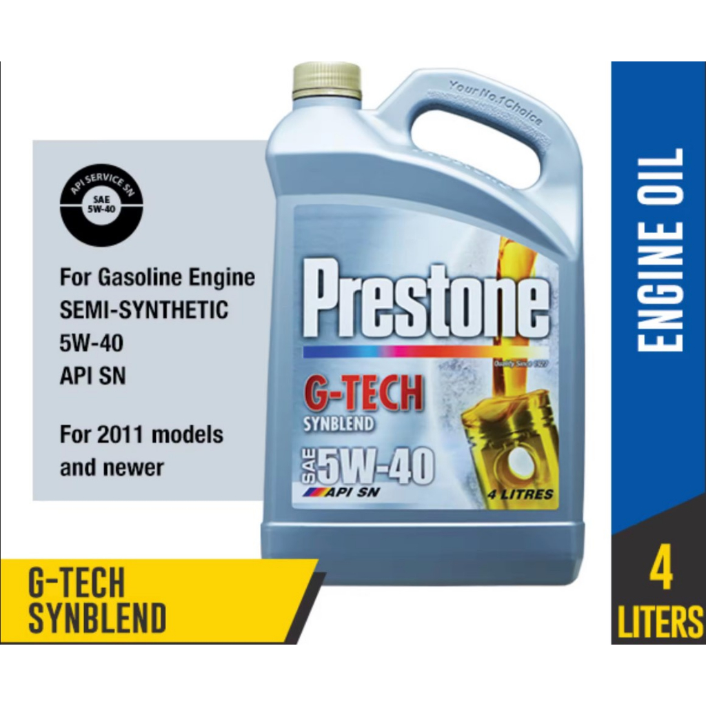 Prestone Motor Oil G-Tech Synblend 5W40 4L (FOR GASOLINE ENGINE ...
