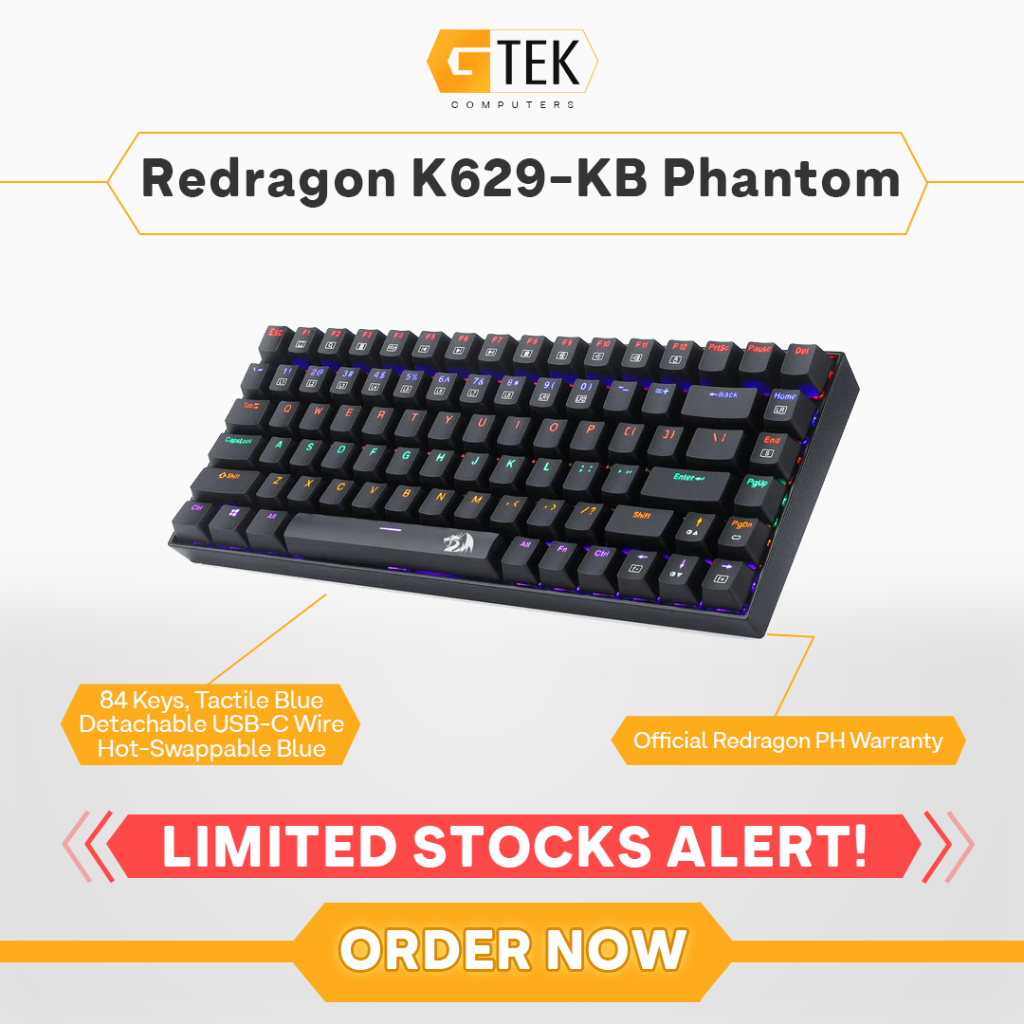 Redragon Phantom K629-KB 84-Key Rainbow Backlit Mechanical Keyboard ...