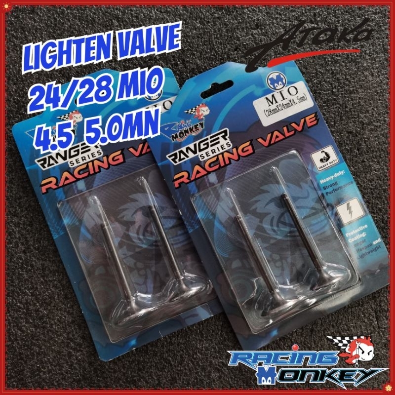 RACING MONKEY LIGHTEN VALVES 3ANGLE 28/24 4.5MM 5MM MIO SPORTY | Shopee ...