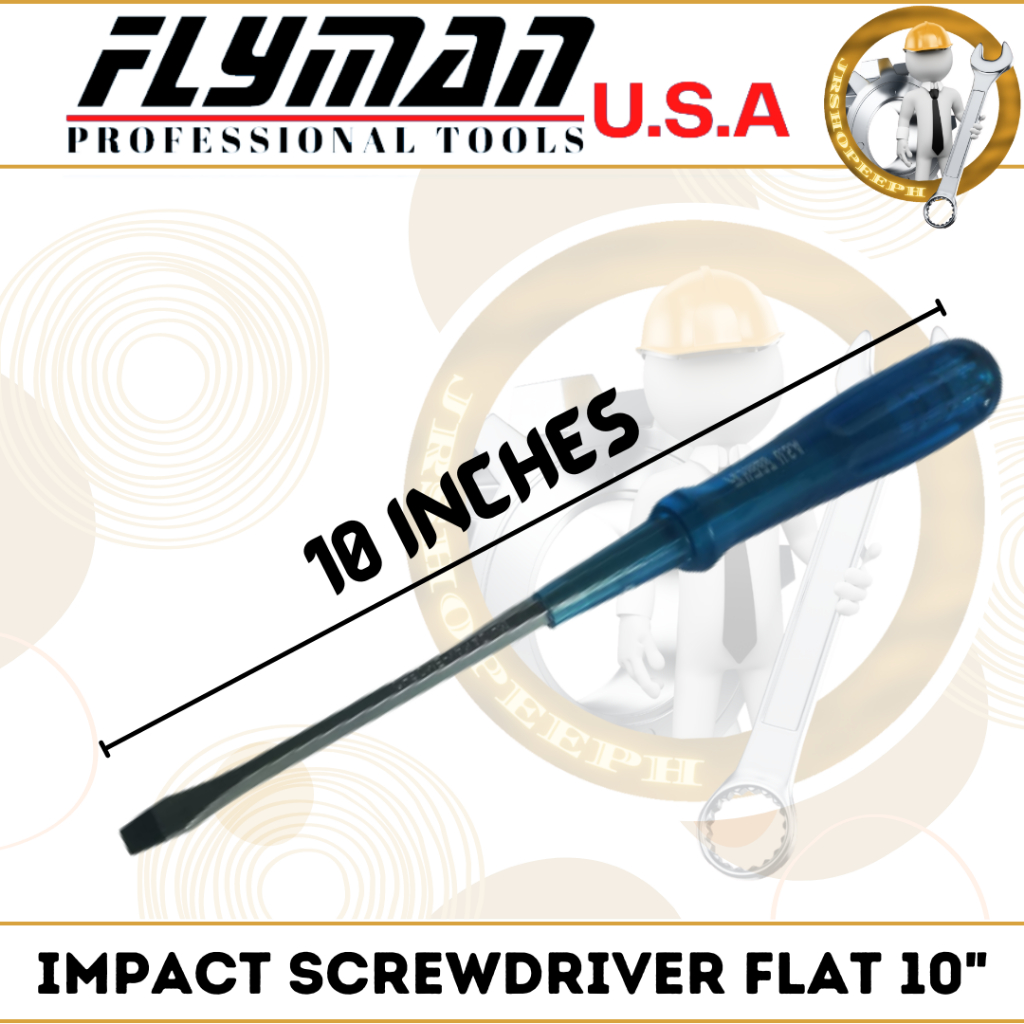 Jrshopeeph Flyman Impact Flat Screwdriver 10" with Magnetic Tips High ...