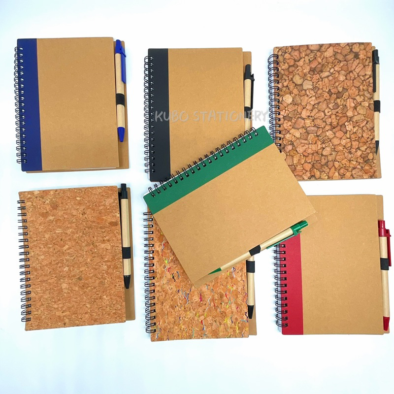 LM03Coil Notebook Cork Notebook with a Pen | Shopee Philippines