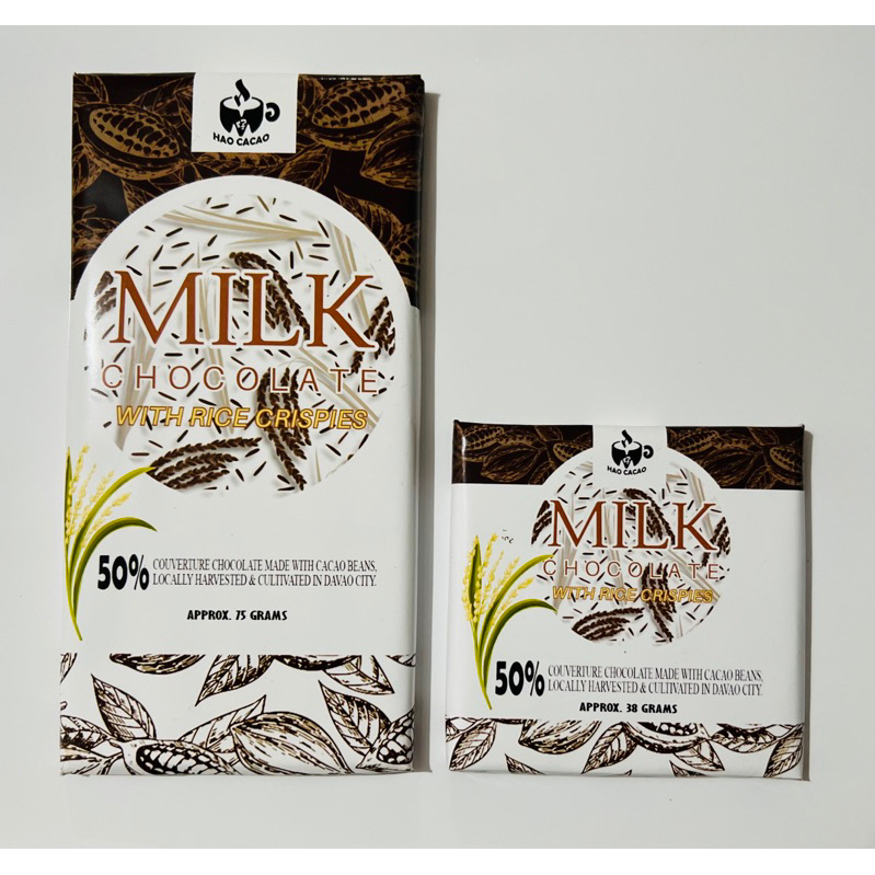 HAO CACAO 50% Milk Chocolate WITH RICE CRISPIES (38g-75g) | Shopee ...