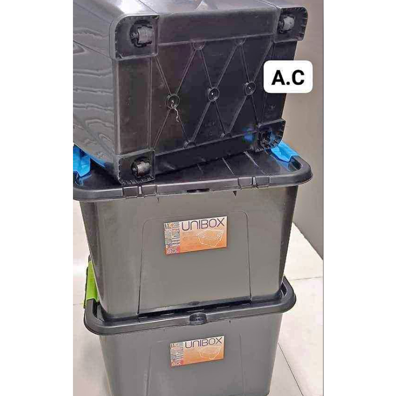 80liters BLACK STORAGE BOX WITH WHEELS WITH KEYHOLE | Shopee Philippines
