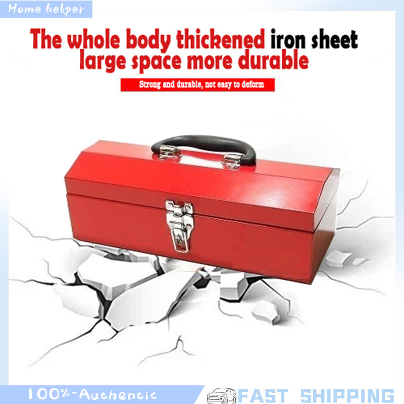 Red Iron Metal Hand Toolbox Multifunction Toolbox On-Board Storage Box ...