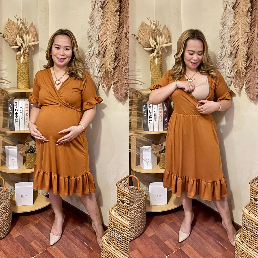 SOFIA MATERNITY AND BREASTFEEDING DRESS (PLAIN) | Shopee Philippines