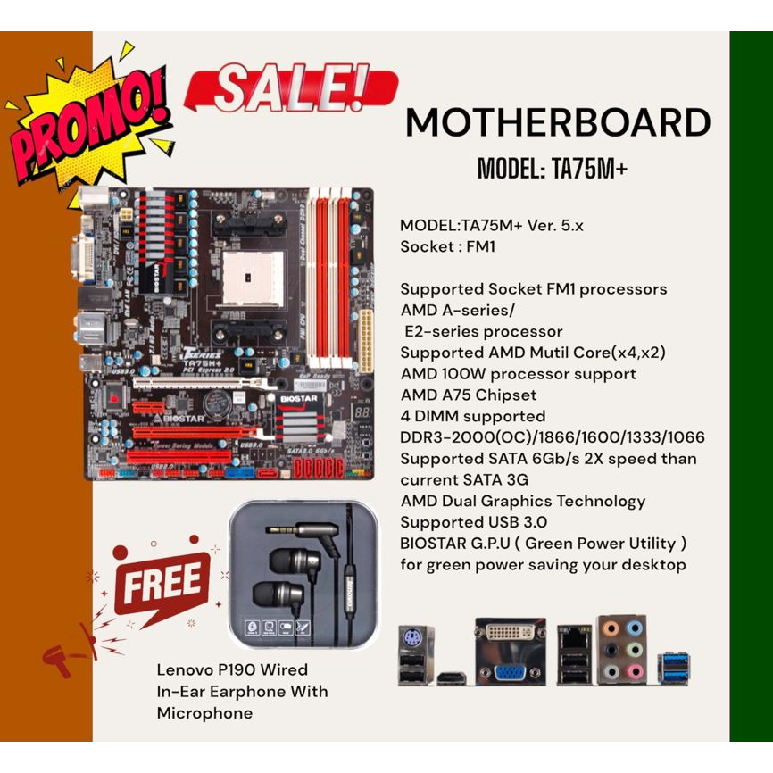 BIOSTAR MOTHERBOARD SOCKET FM1/AM3/775/AM3+ (PRE-OWNED) | Shopee ...