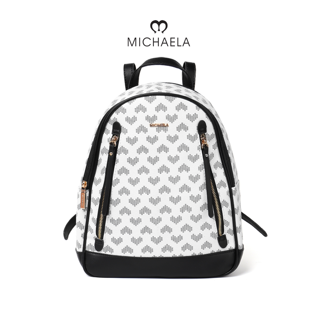 MICHAELA Heart Print School Bag Trendy Roomy Versatile Everyday ...