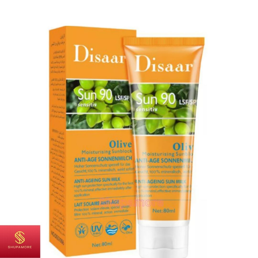 Disaar SPF 90 PA ++ | OLIVE MOISTURIZING SUNBLOCK | Facial Sunscreen with Moisturizer | Sun ...