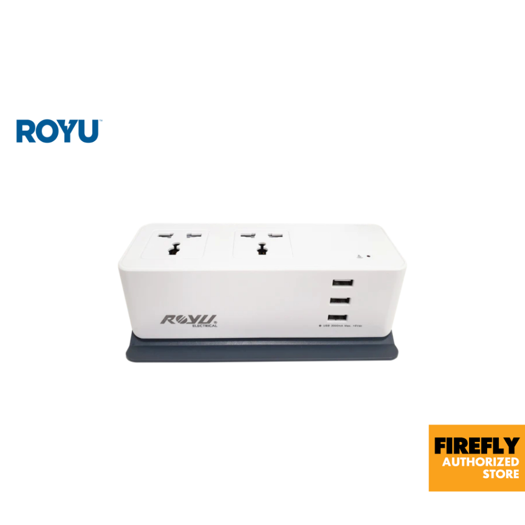 Desk Extension Cord with 2 Gang International Outlets & 3 USB Ports ...