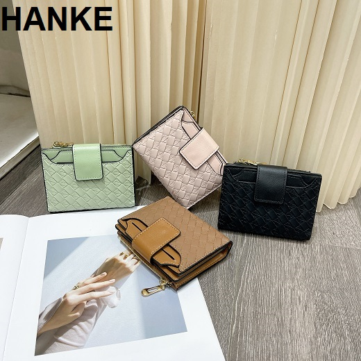 HANKE Bifold Wallet For Women with Cardslot Hasp Button Lock Leather ...