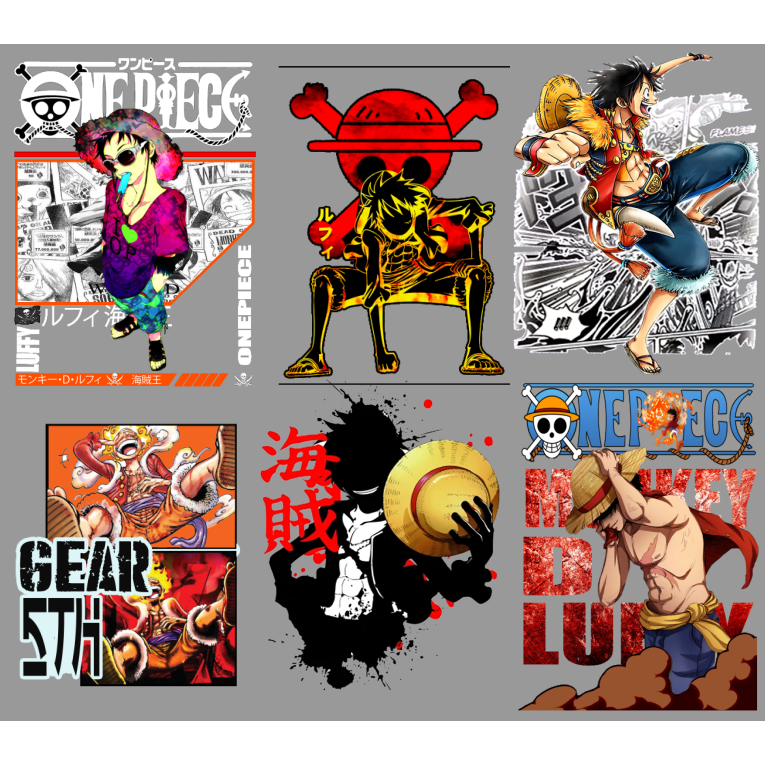 DTF IRON ON - ANIME - ONE PIECE LUFFY vol.1 Designs A4, A3, A3+ Print ...