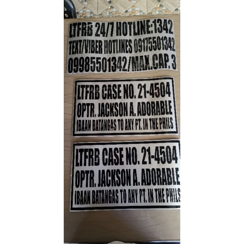 LTFRB Decal/Sticker Cut out -3pcs with silver background | Shopee ...