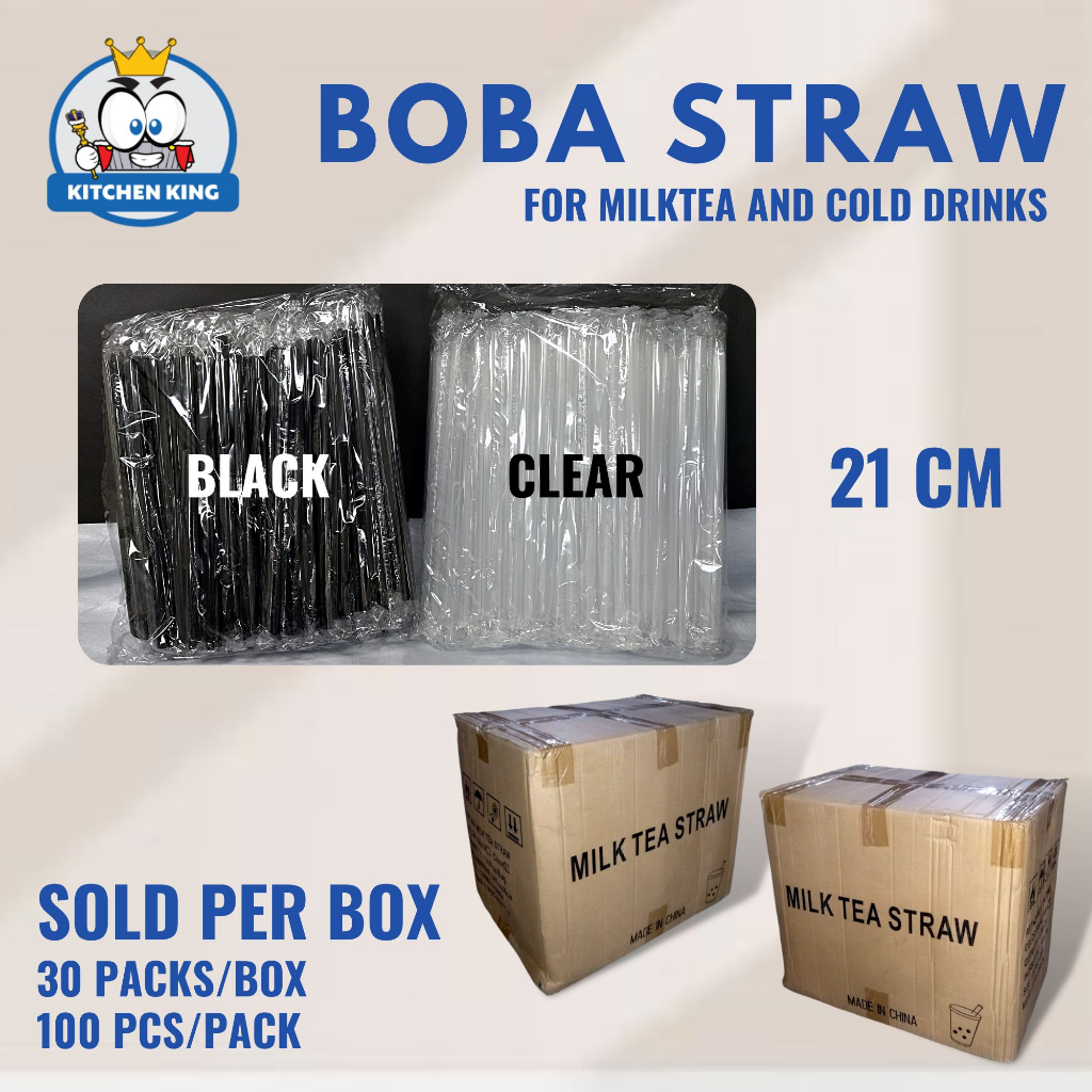 3000 PCS/BOX - Boba Straw / Milk Tea Sago Straw [Black/Clear ...