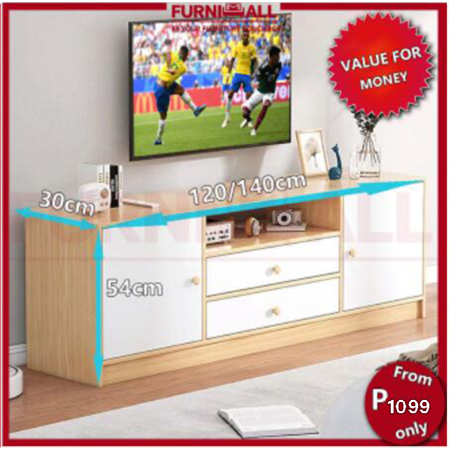 TV Rack 120/140 cm TV Stand Cabinet 55'' TV Media Storage Cabinet ...