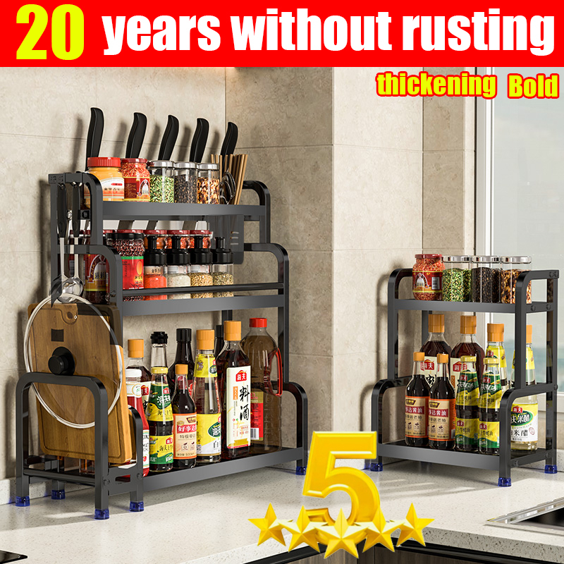 COD 2/3-Tier Spice Rack Stainless Steel Kitchen Rack Condiment ...