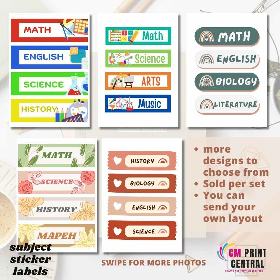 SUBJECT STICKER SET SCHOOL LABEL AESTHETIC | Shopee Philippines