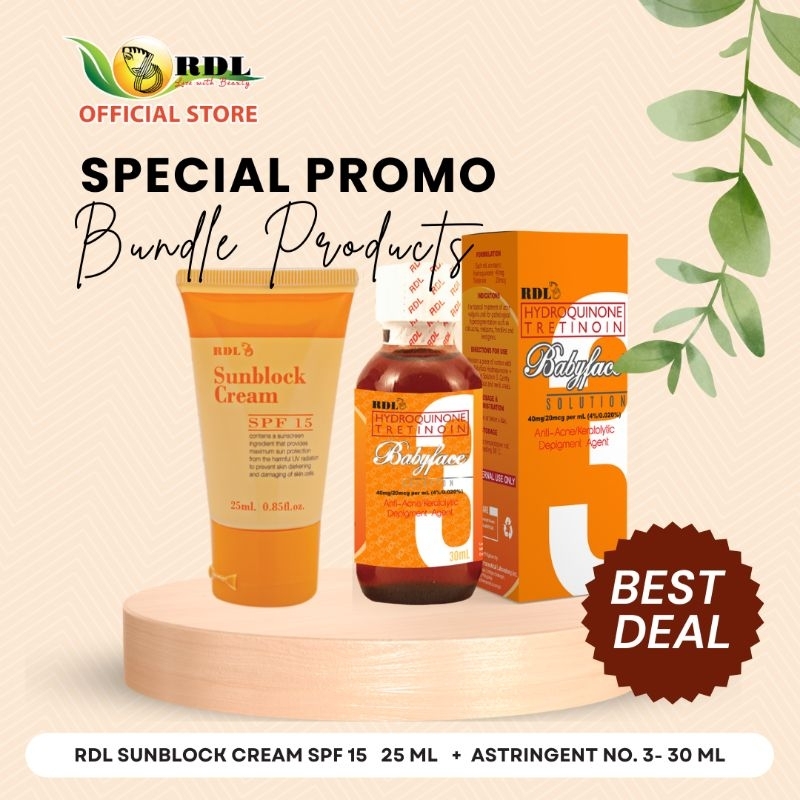 RDL Babyface Astringent #3 30ml and RDL Sunblock Cream 25ml (SET ...