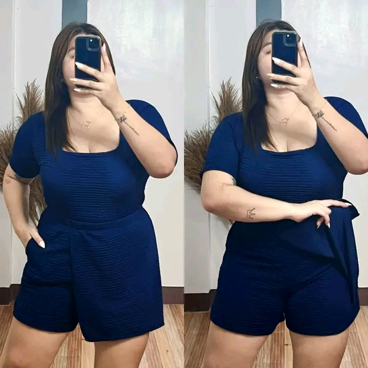 3XL Plain Crumpled Fabric Roundneck Blouse Top Terno Highwaist Skort ...