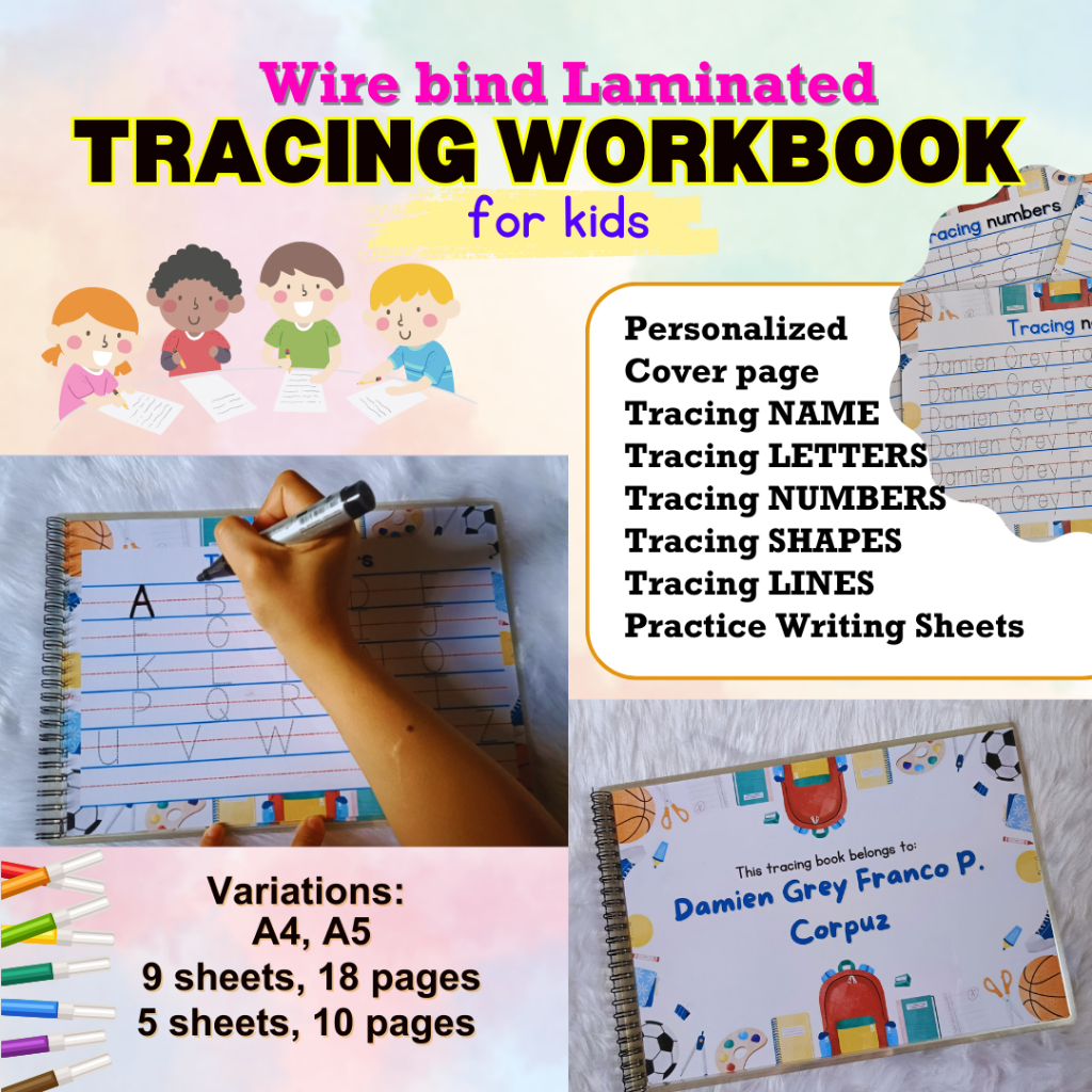Durable Tracing pad/Workbook for kids - Laminated (TRACE & ERASE), Wire ...