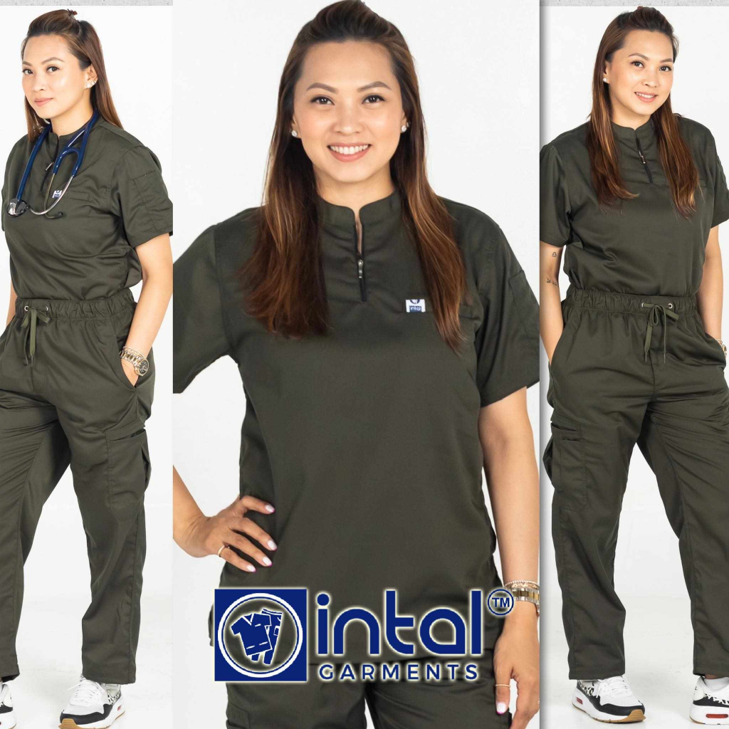 INTAL SCRUBSUIT 028 Elite MAPAGMALASAKIT Zip-Up Chino Collar Cargo 6Pocket Unisex Quality Scrubs ...