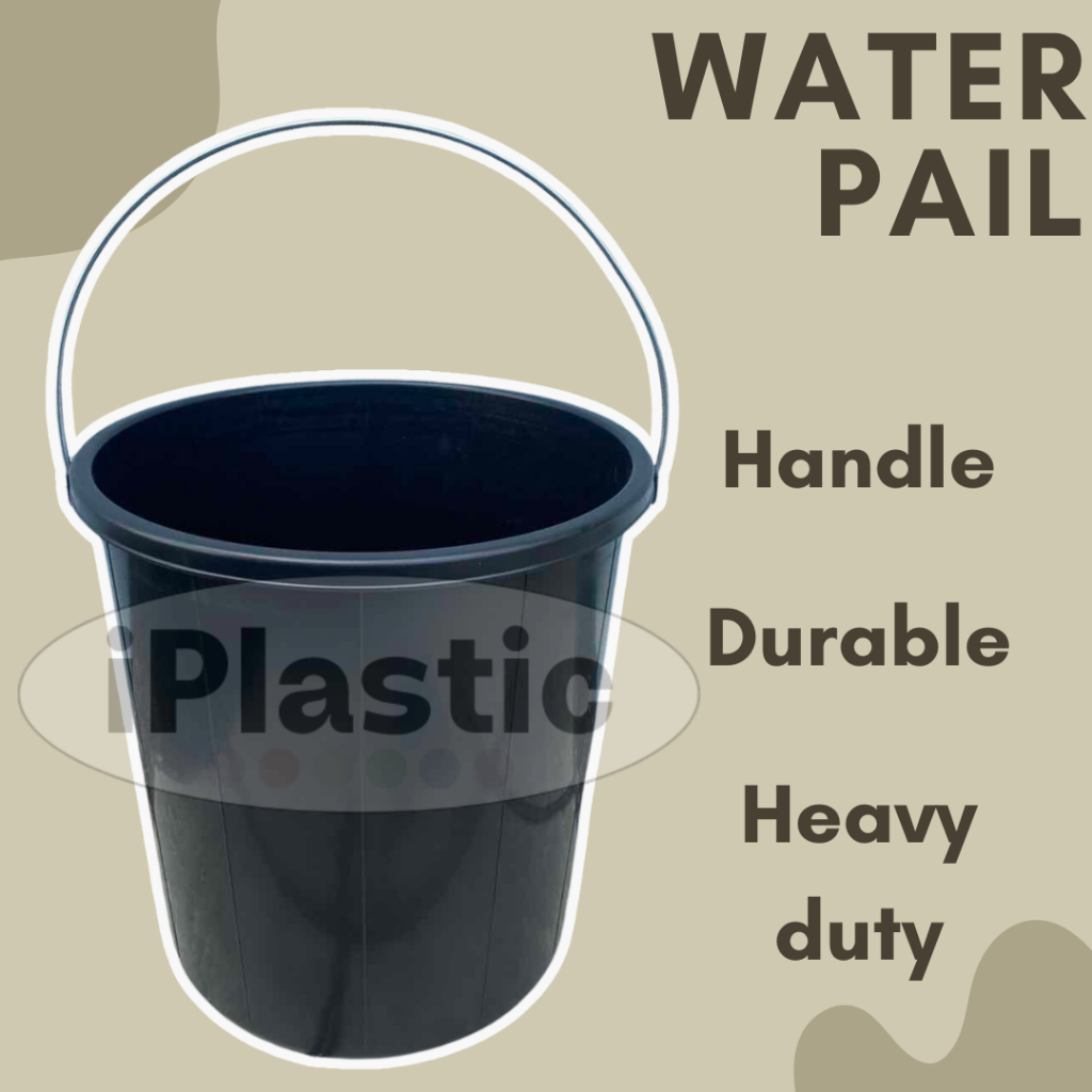 iPlastic. 6 Gallons Timba Water Pail Bucket Plastic with Handle Black ...