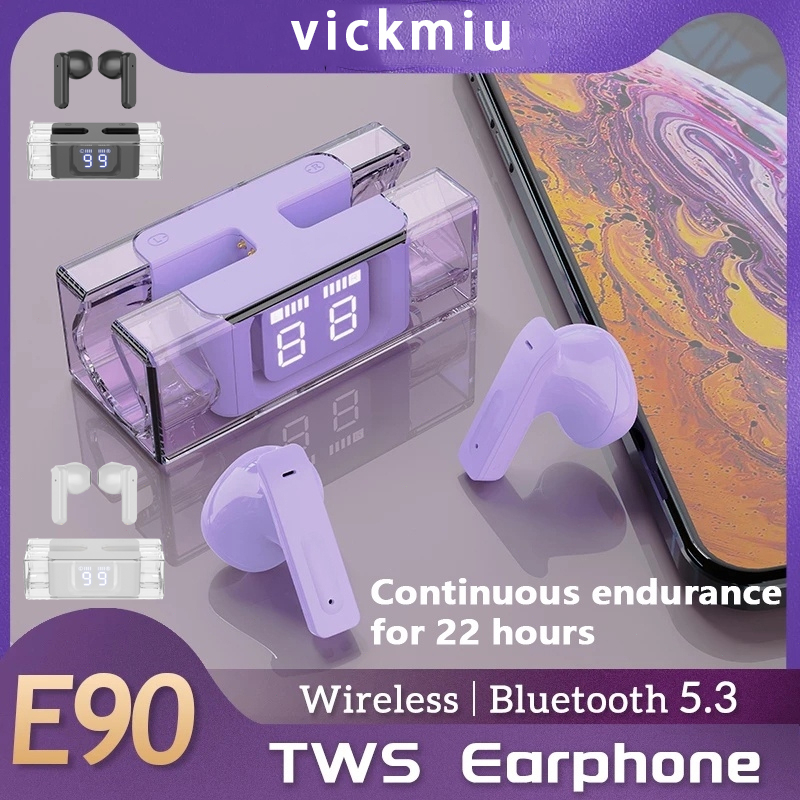 E90 TWS 5.3 chip bluetooth headset with mic AAC/SBC HiFi-definition ...