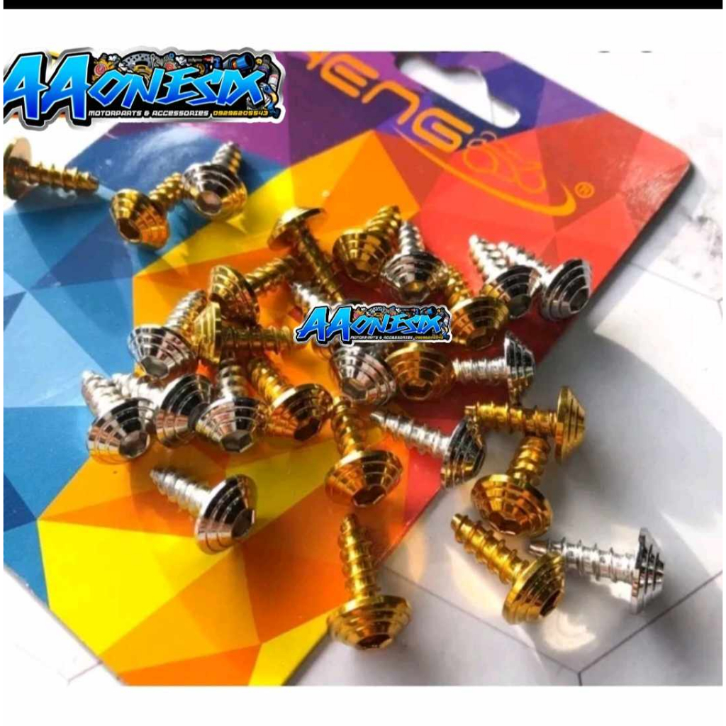 HENG 5x15 BODY BOLTS SCREW MUSHROOM TYPE SOLD PER PIECE ( GOLD & WHITE ...