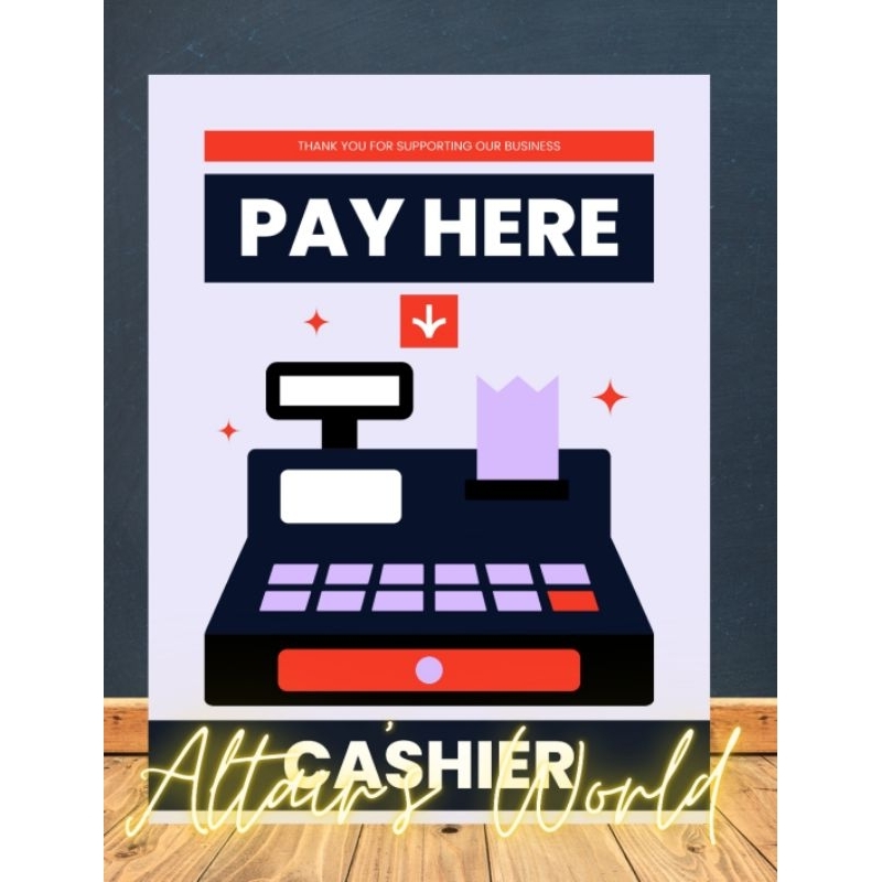Cashier Signage / Order Here Signage / Pay Here Sign Laminated Signage ...