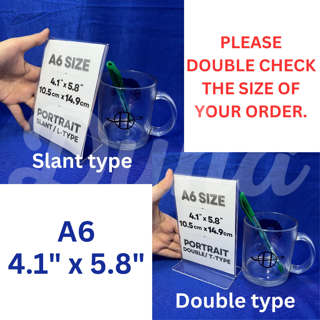 Clear Acrylic Stand [SET B - A6/4R, 3R, 3x4inches, 4x5inches] PORTRAIT SIGN PHOTO holder ...