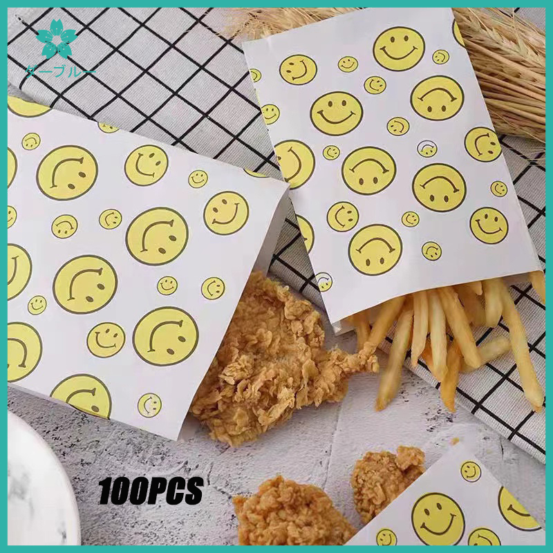 100PCS Greaseproof Paper Bag French Fries Fried Chicken Sandwich ...